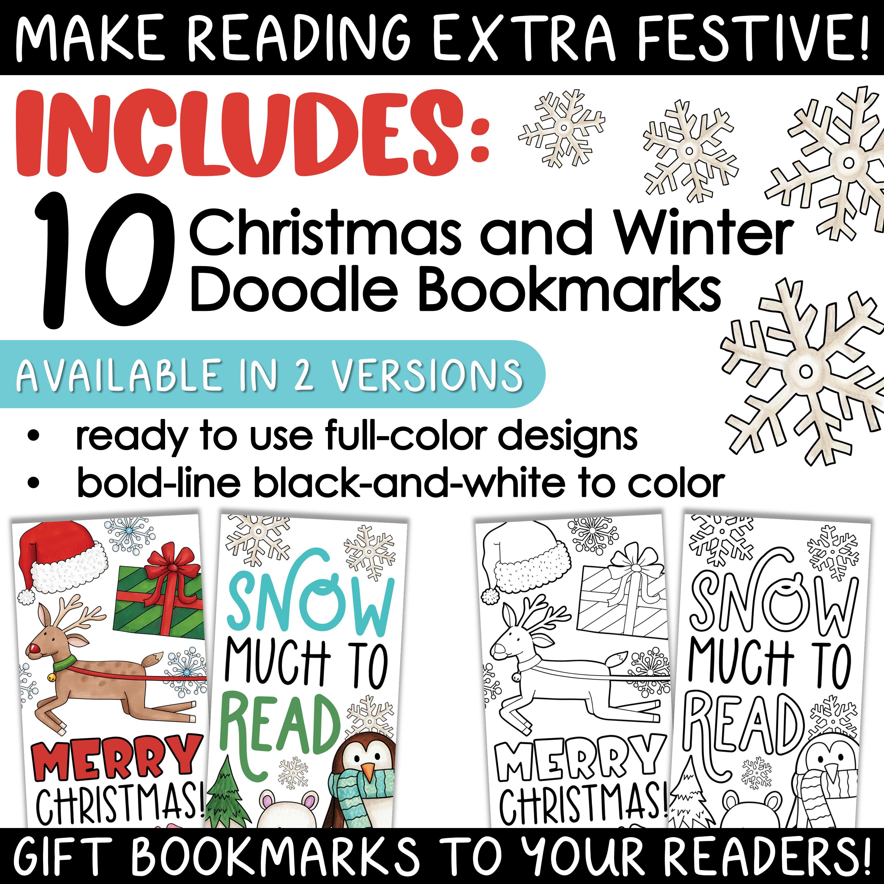 Christmas Winter Bookmark Coloring Activity | Student Gift, Reading ...