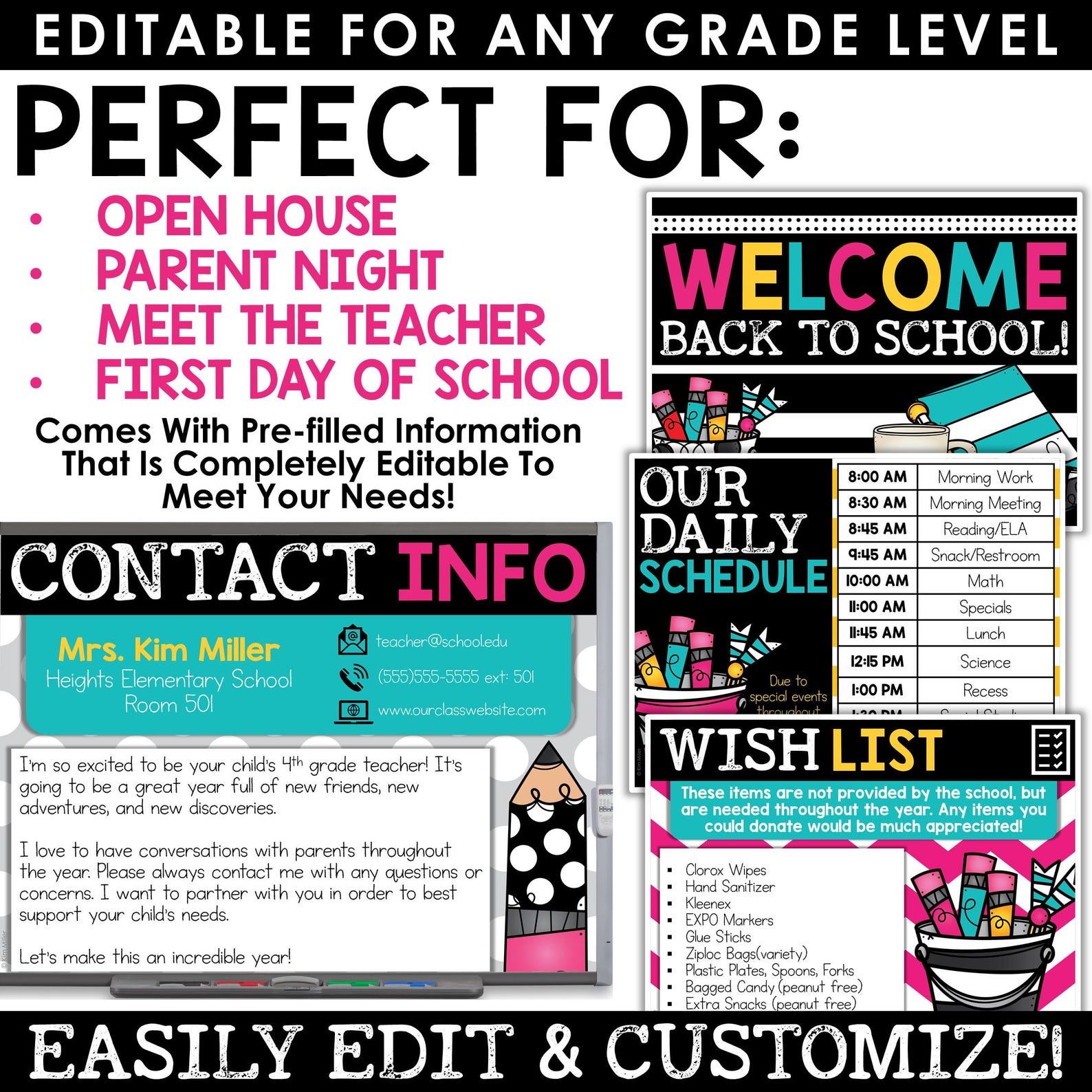 Back to School Slides Templates EDITABLE | Meet the Teacher Slideshow ...