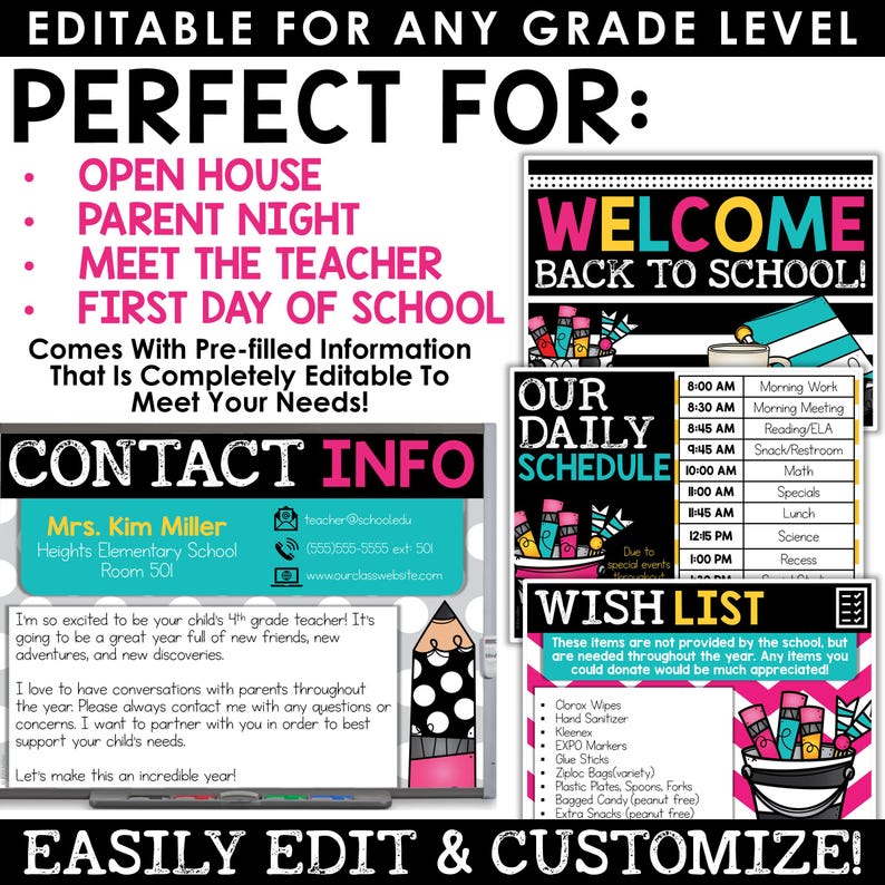 Back to School Slides Templates EDITABLE | Meet the Teacher Slideshow ...