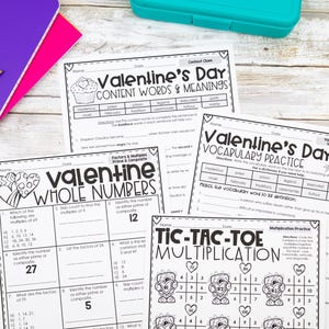 Valentine's Day Math & Reading Activities, 4th 5th Grade (instant ...