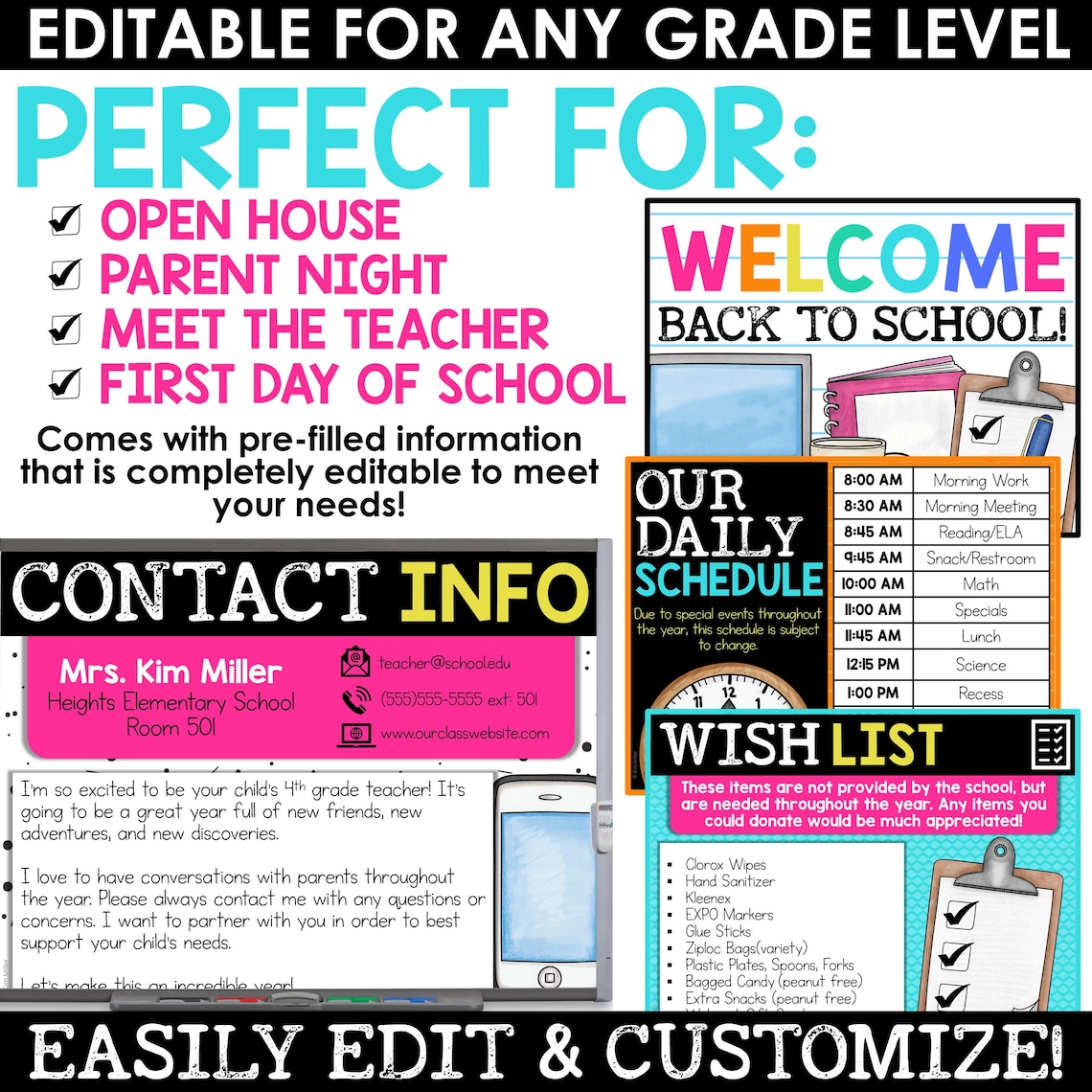Back to School Slides Templates EDITABLE Meet the Teacher Slideshow ...
