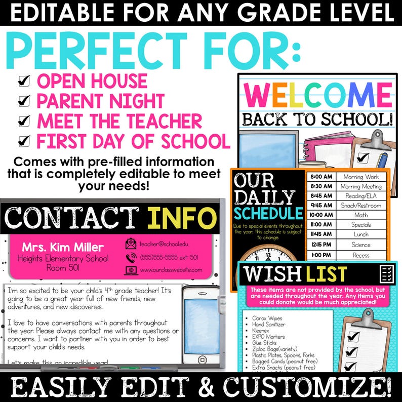 Back to School Slides Templates EDITABLE | Meet the Teacher Slideshow ...