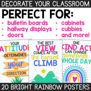 Motivational Posters for Classroom | Bright Decor Rainbow Classroom ...