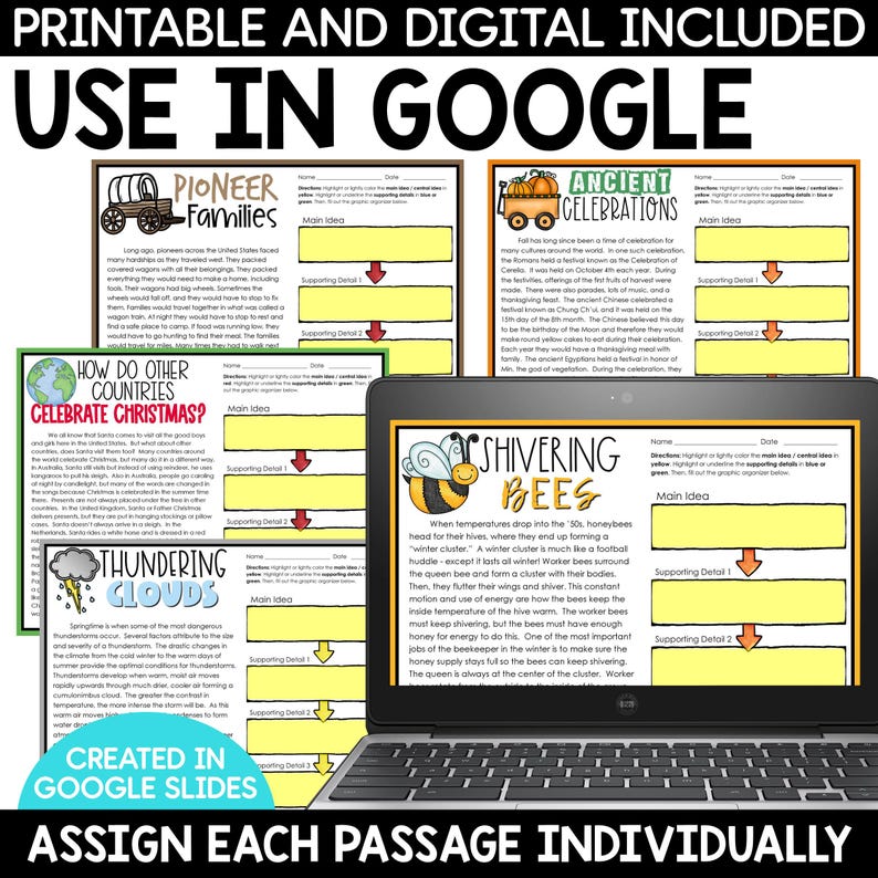 Main Idea and Supporting Details Worksheets Graphic Organizer Central ...