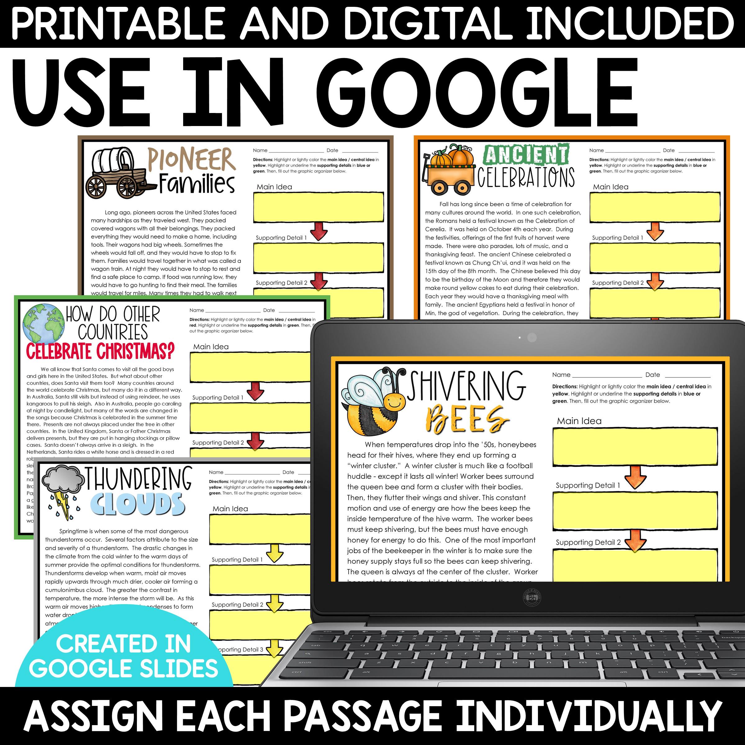 Main Idea and Supporting Details Worksheets Graphic Organizer Central ...