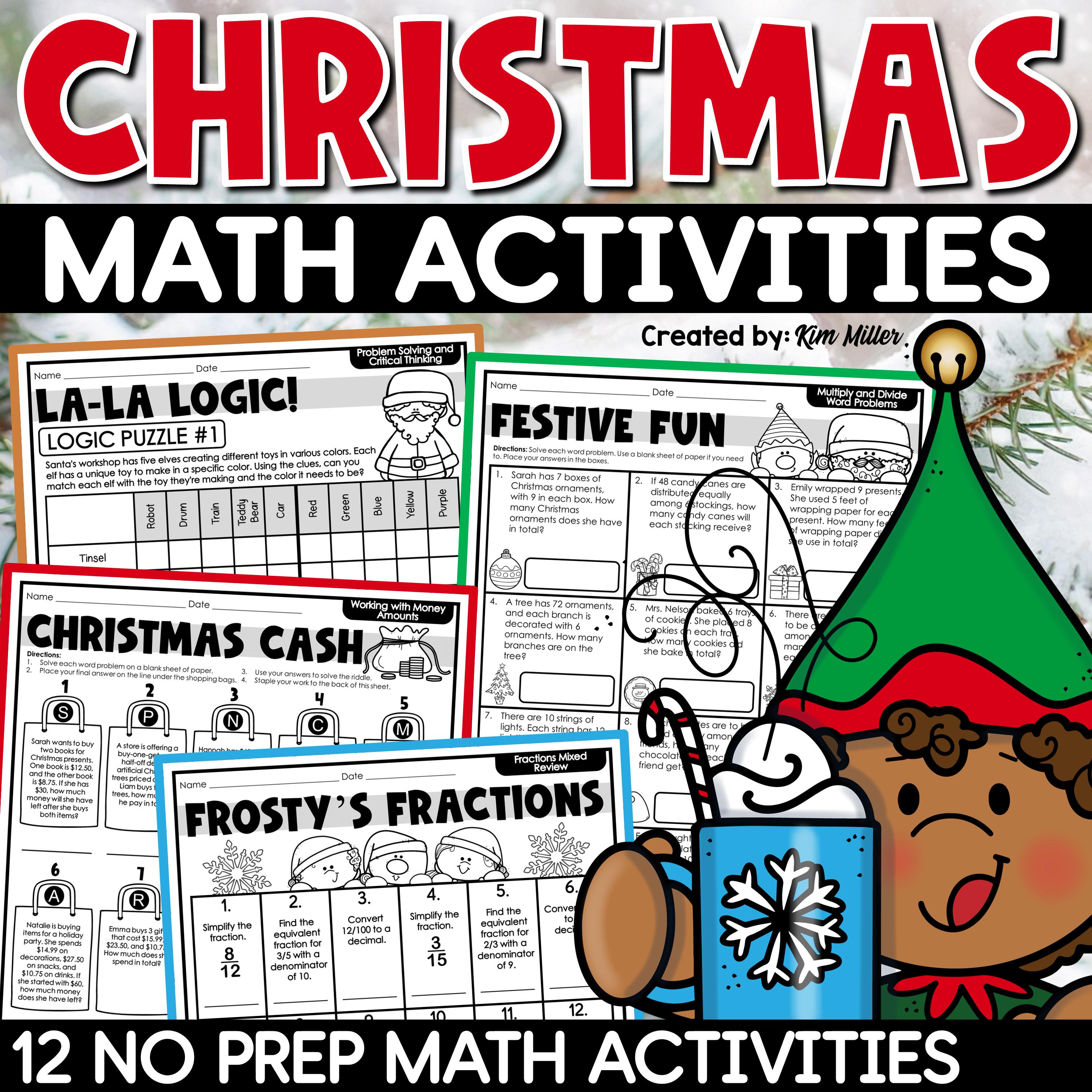 Christmas Math Activities Worksheets Printables, No Prep Activities ...
