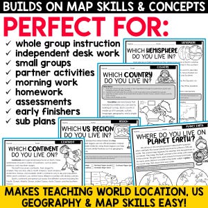 Map Skills US Geography Worksheet | Maps and Globes | Continents and ...