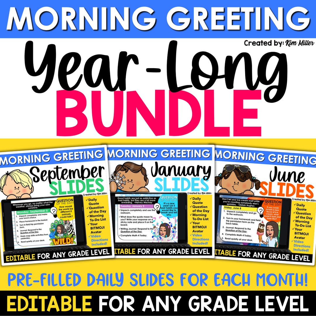 Morning Slides for Teachers Template, Morning Meeting Slides, Daily ...