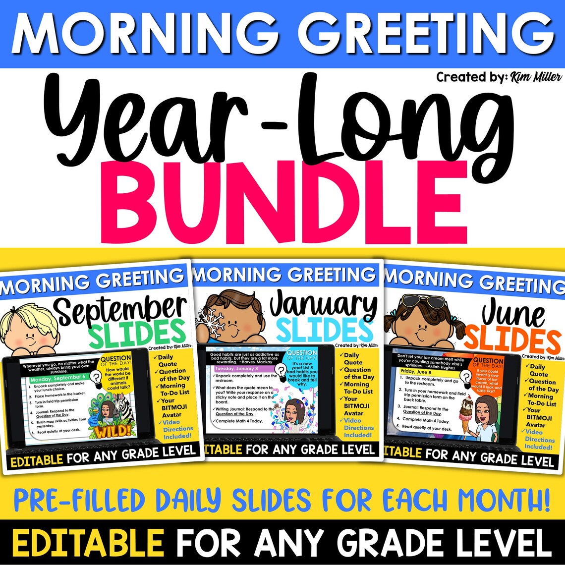 Morning Slides for Teachers Template, Morning Meeting Slides, Daily ...