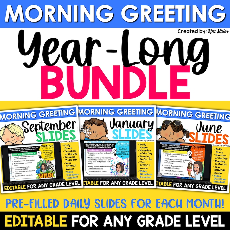 Morning Slides for Teachers Template, Morning Meeting Slides, Daily ...