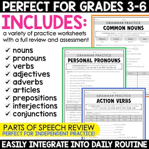 Parts of Speech Printable Worksheets, English Grammar Printable ...