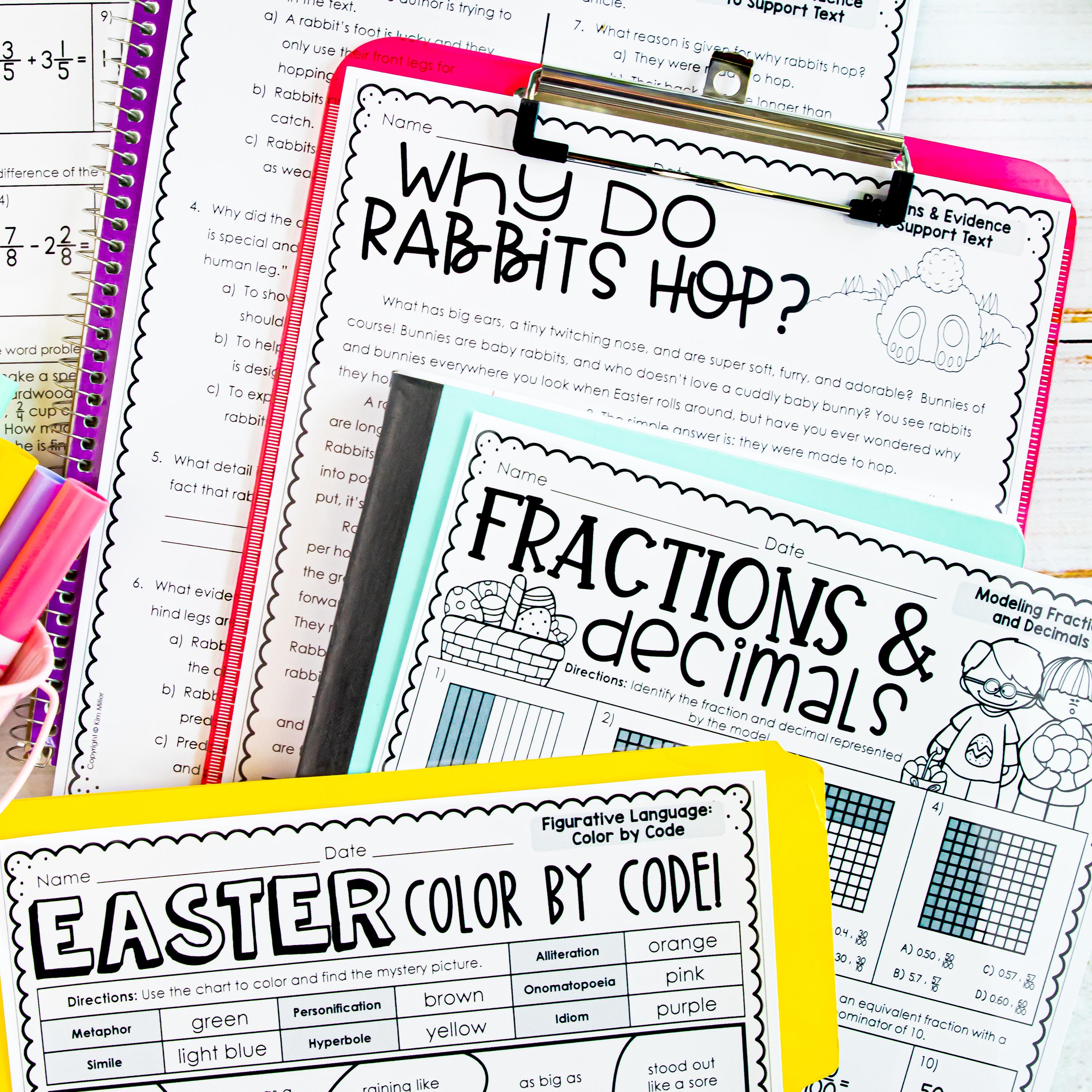 Easter Activities Math Reading Writing Worksheets Printables, No Prep ...