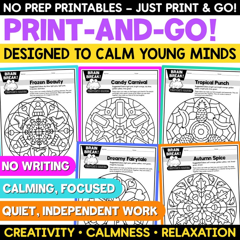 Mindfulness Coloring Pages Activities for Kids | Coloring Pages for ...