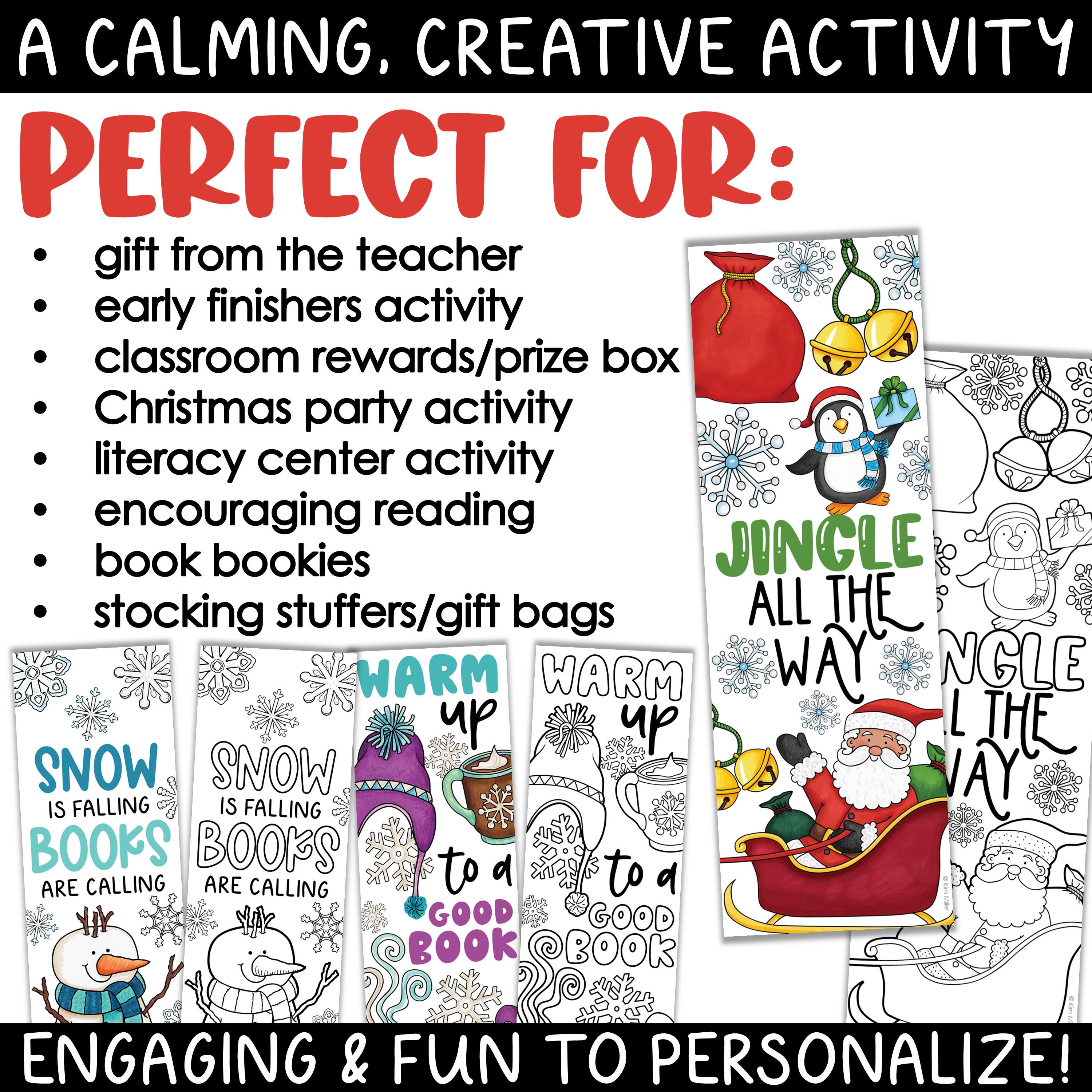 Christmas Winter Bookmark Coloring Activity | Student Gift, Reading ...