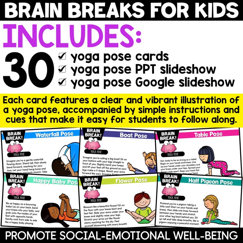 Mindfulness Activities for Kids | Kids Yoga Pose Cards | Brain Breaks ...