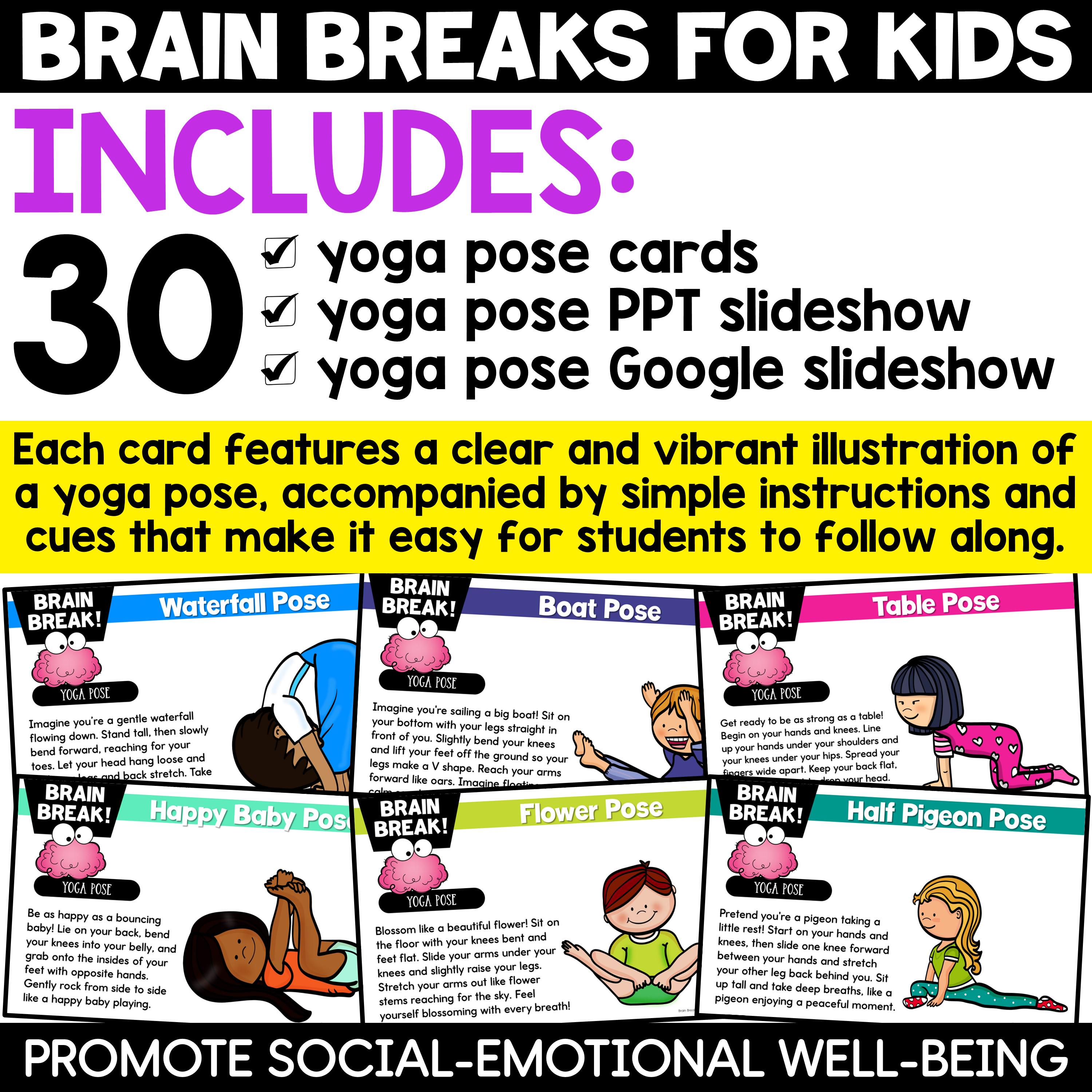 Mindfulness Activities for Kids | Kids Yoga Pose Cards | Brain Breaks ...