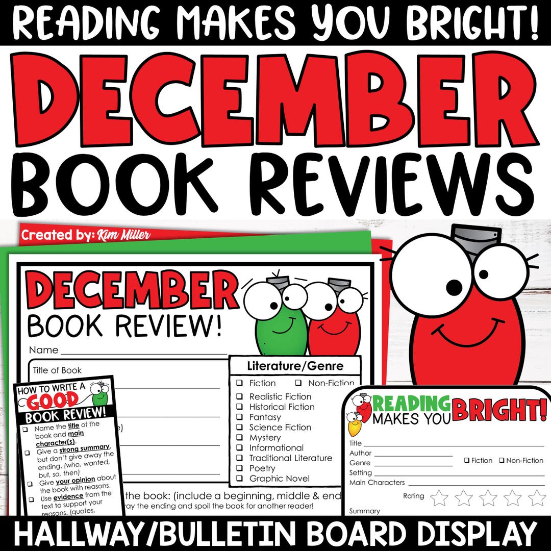 December Book Review, Bulletin Board Kit, Printable Christmas Classroom ...