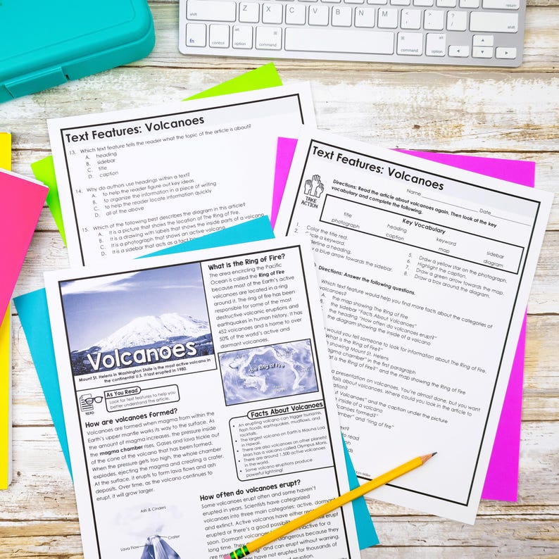 Nonfiction Text Features Worksheets, Informational Text, Reading ...