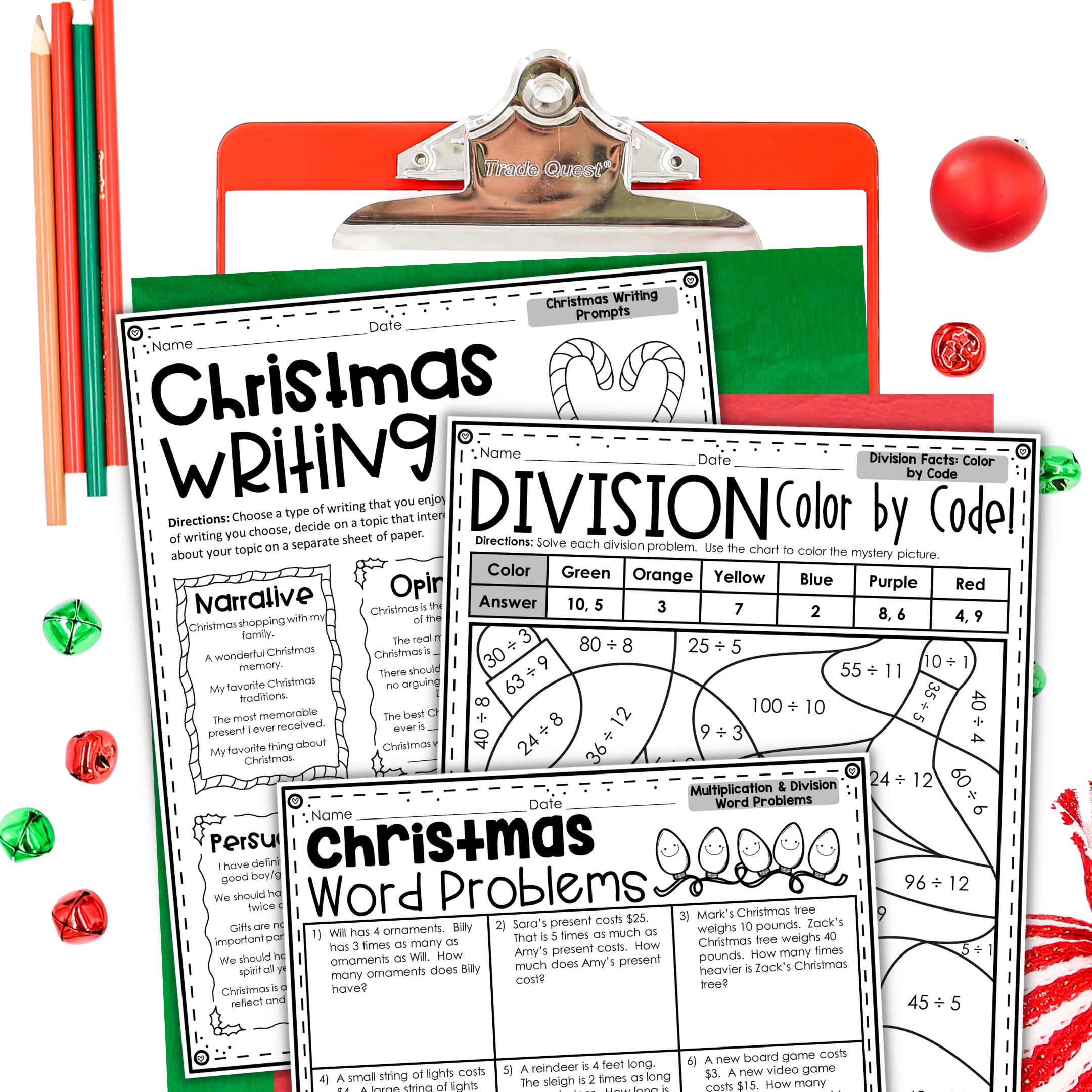 Christmas Math Reading Writing Worksheets | No Prep 4th–5th Grade ...