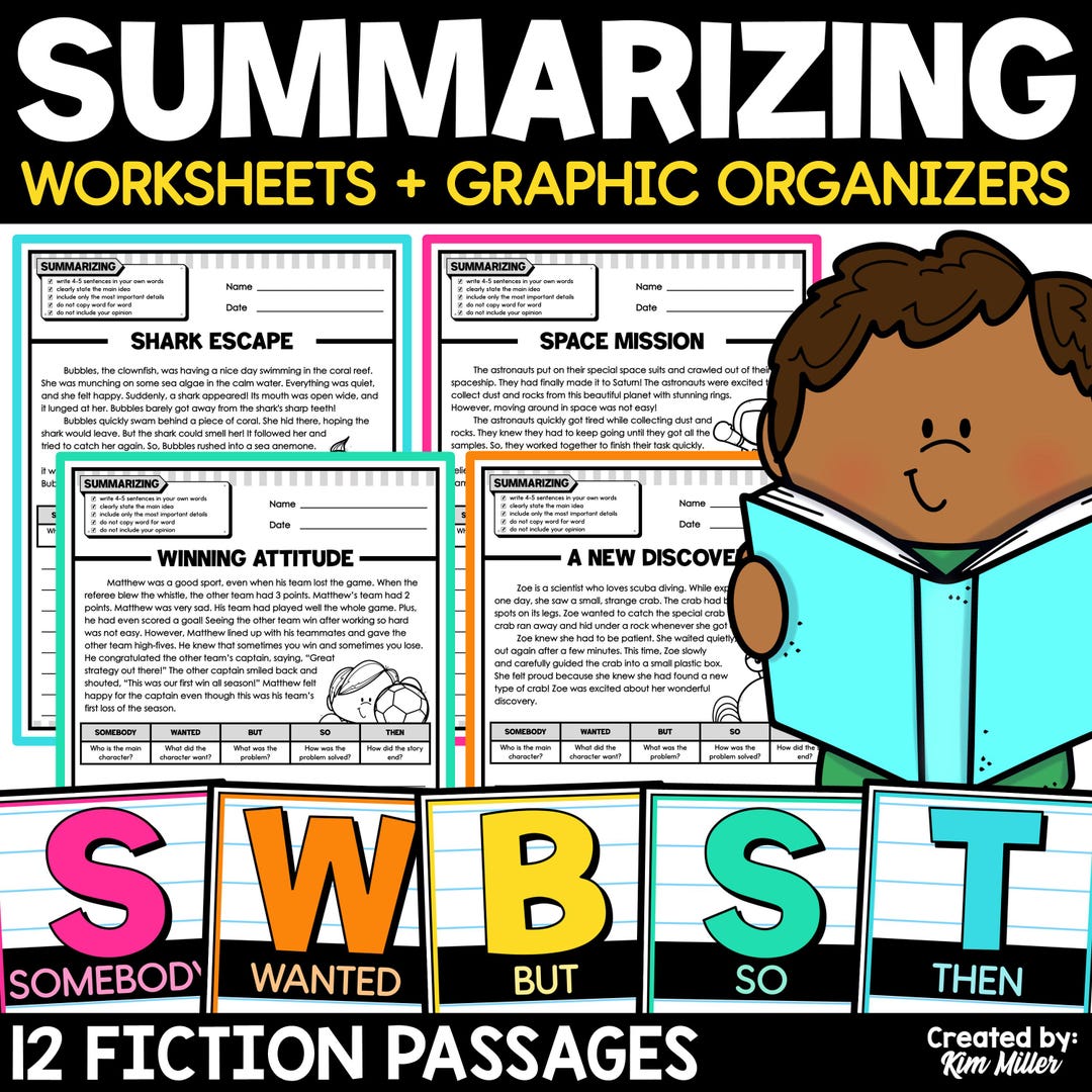 Summary Writing Practice Worksheets | Summarizing Posters Anchor Charts ...