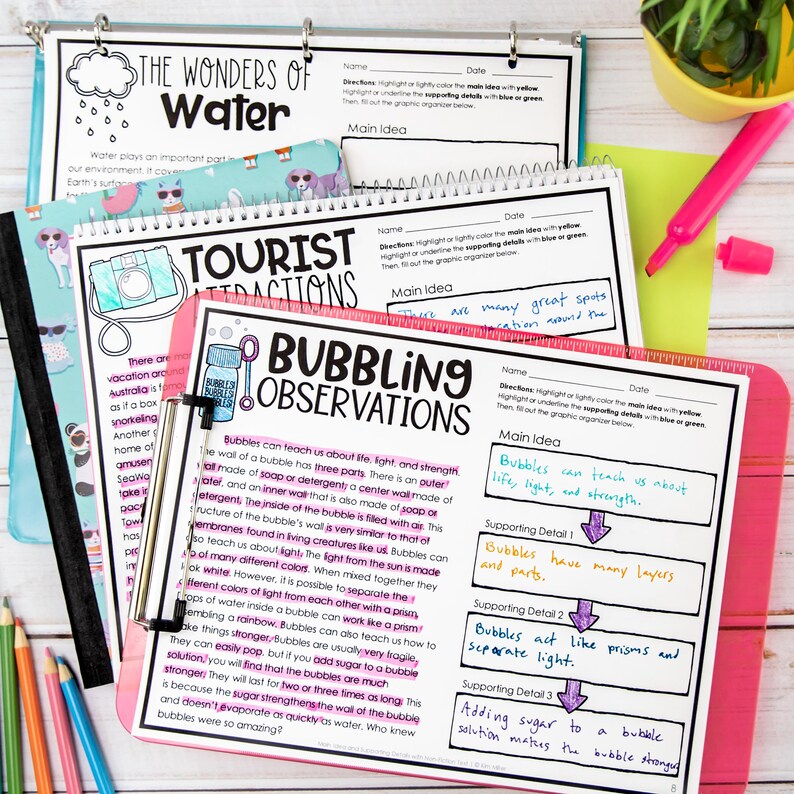 Main Idea and Supporting Details Worksheets 3rd, 4th, 5th Grade ...