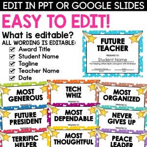 End of Year Awards Ceremony, Editable Superlative Awards for Teachers ...