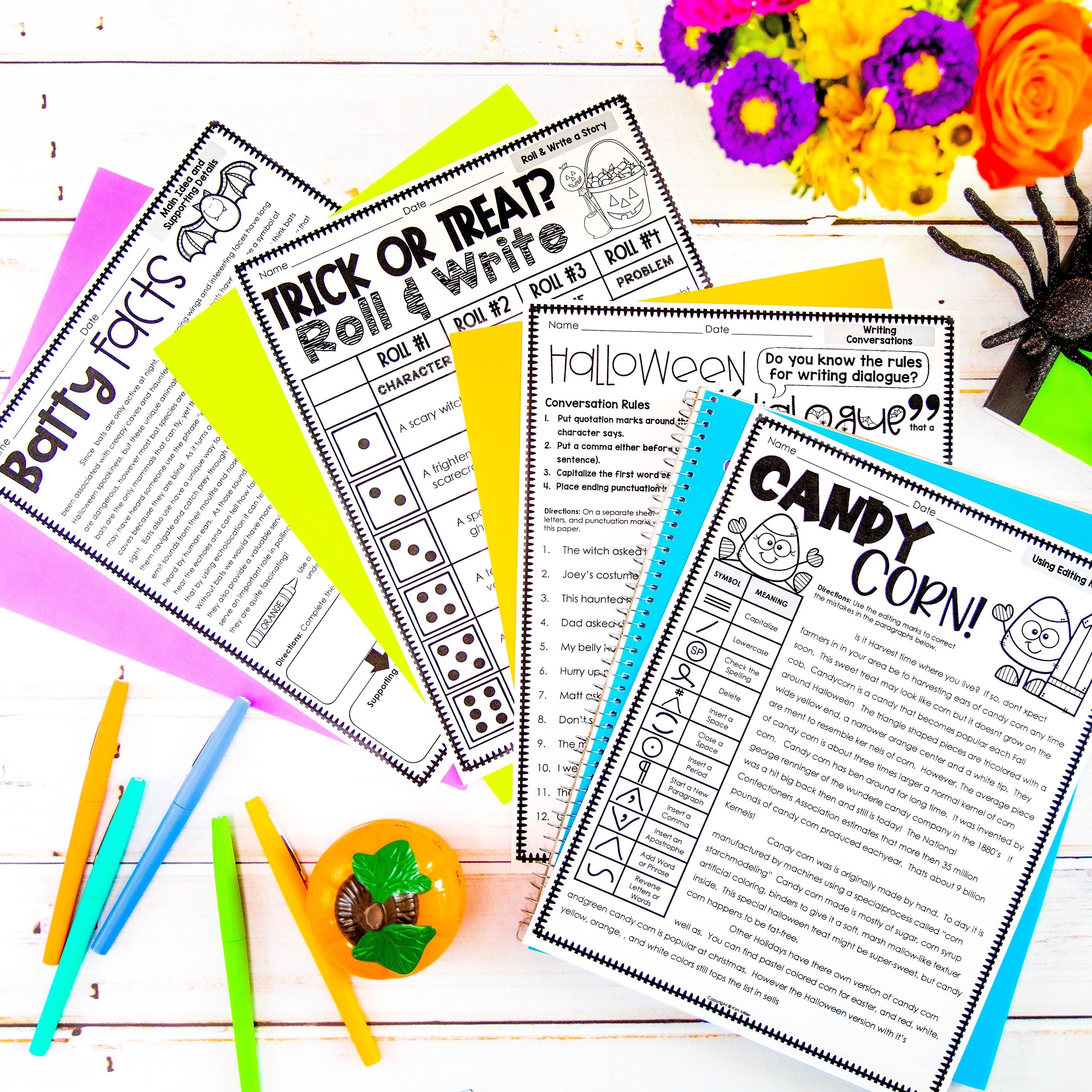 Halloween Activities Math Reading Writing Worksheets Printables, No ...