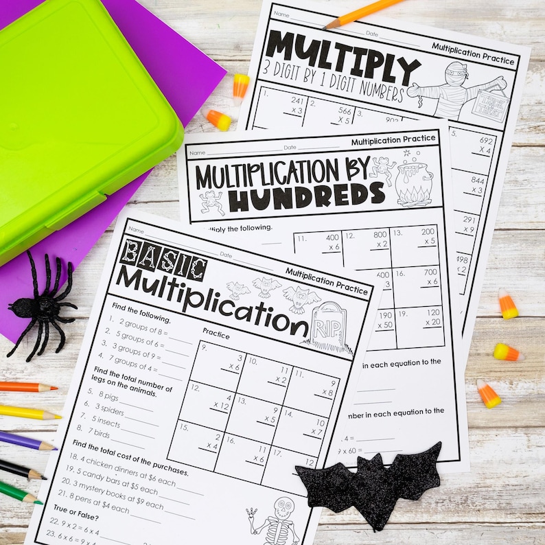 Halloween Activities Multiplication Practice Sheets Fall Math ...