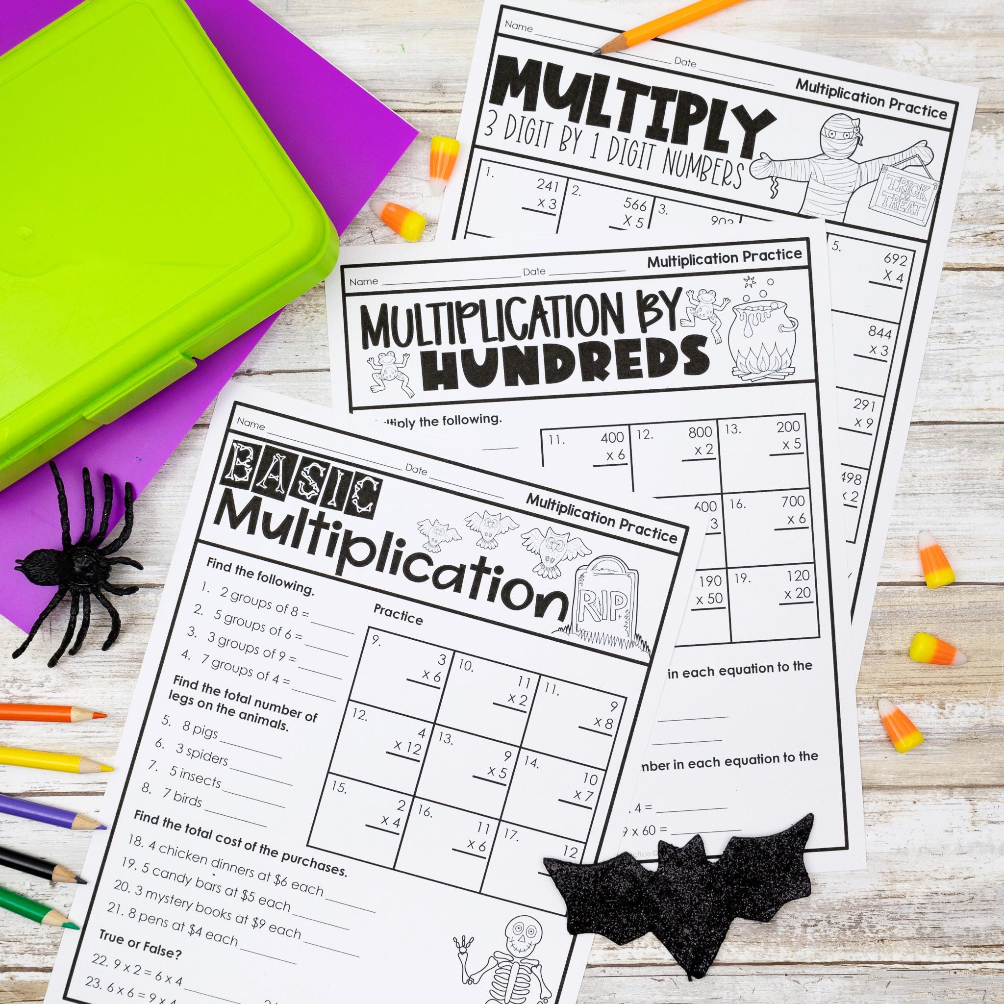 Halloween Activities Multiplication Practice Sheets Fall Math ...