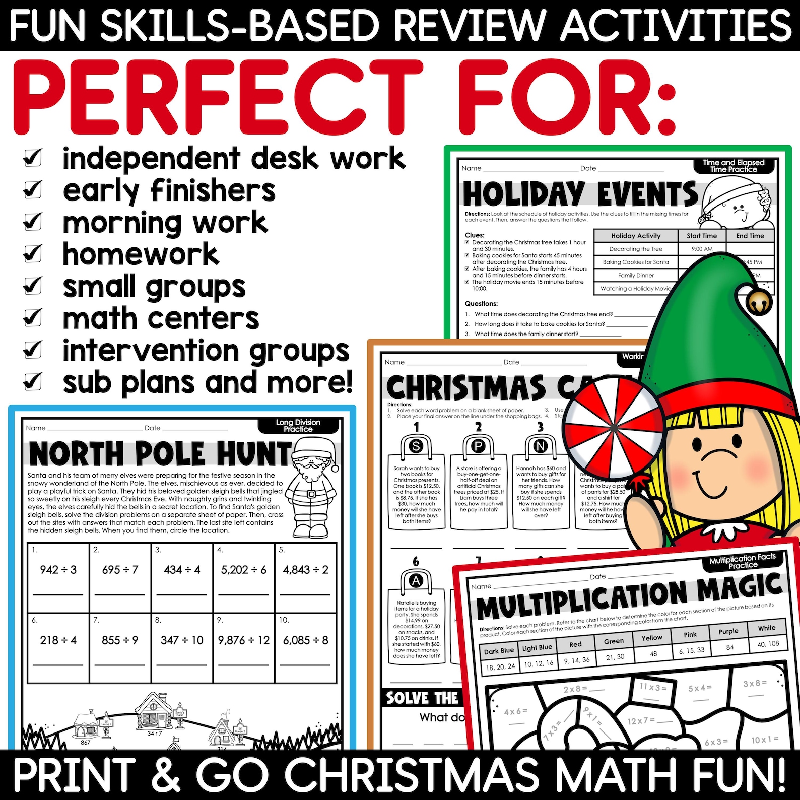 Christmas Math Activities Worksheets Printables, No Prep Activities ...