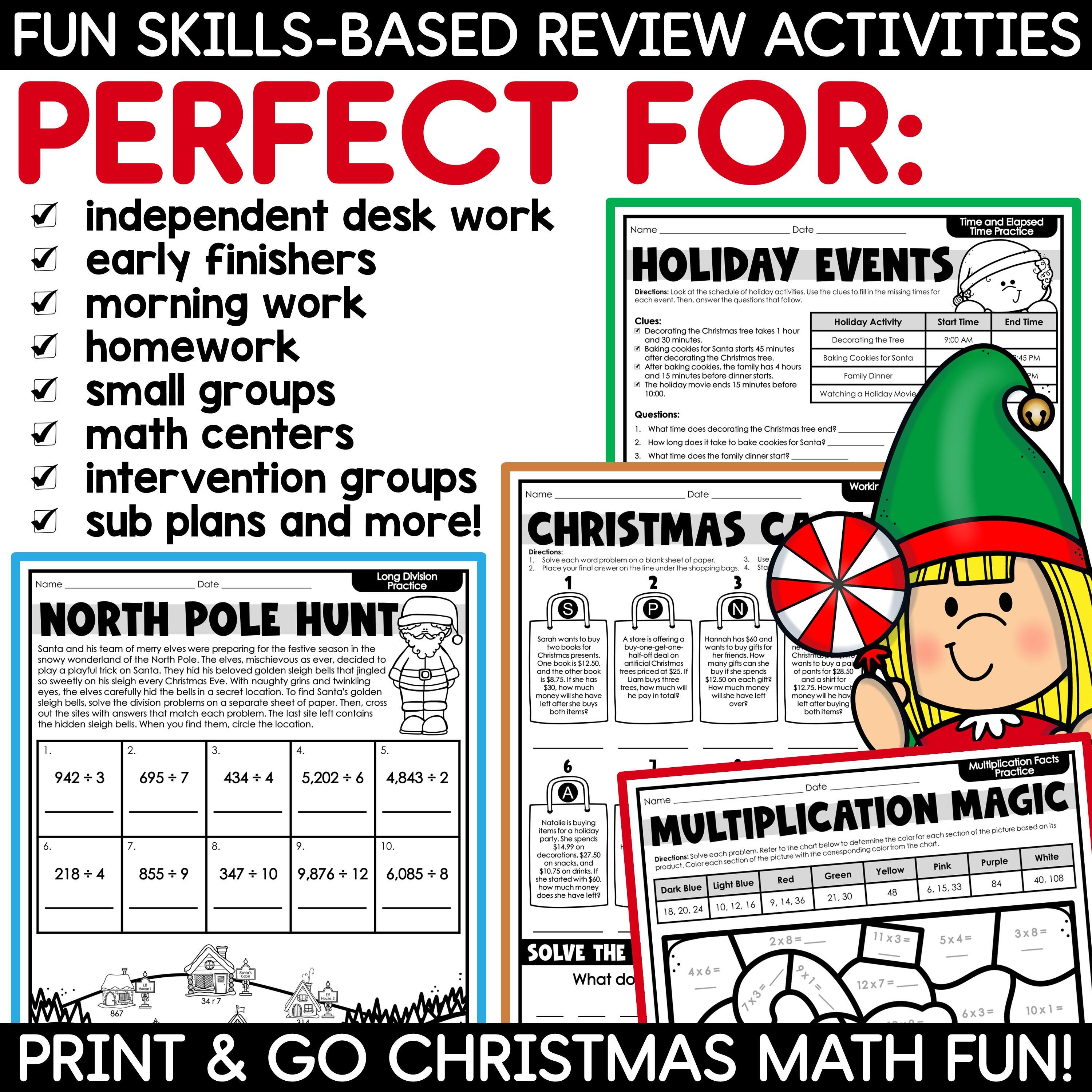 Christmas Math Activities Worksheets Printables, No Prep Activities ...