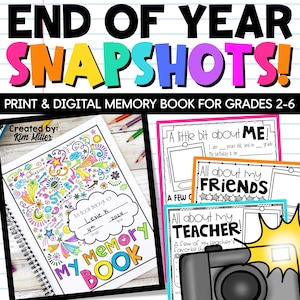End of the Year Memory Keepsake Book 2nd 3rd 4th 5th Grade | Last Week ...