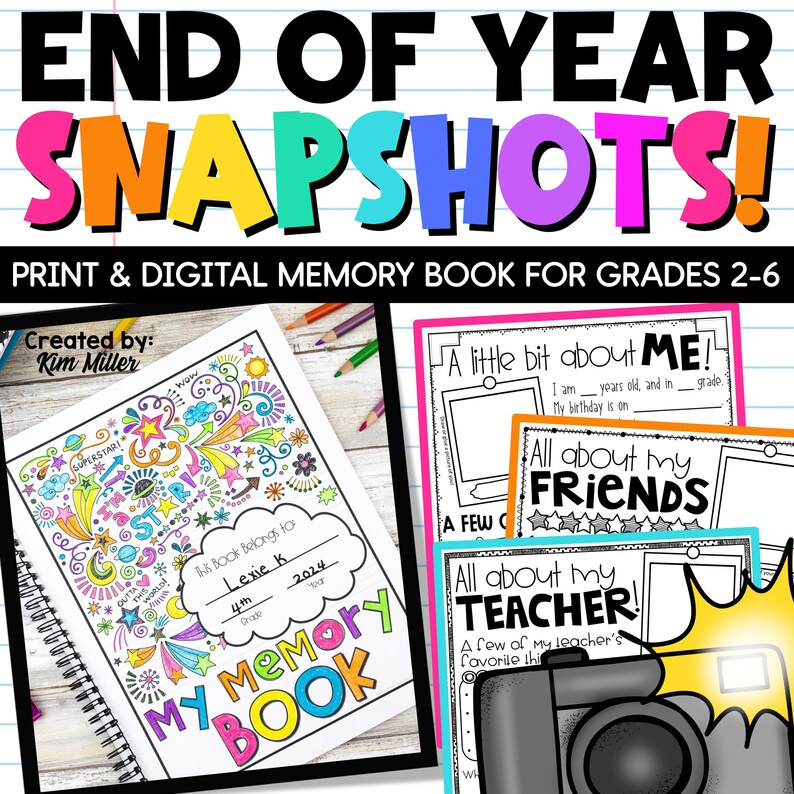 End of the Year Memory Keepsake Book 2nd 3rd 4th 5th Grade | Last Week ...