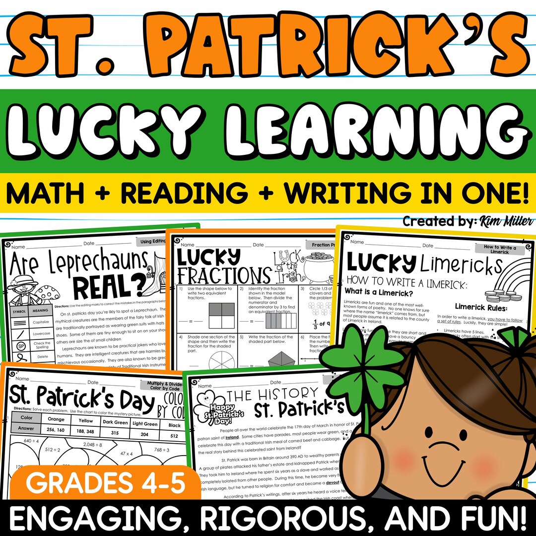 St. Patrick's Day Activities for Kids Math Writing Word Searches ...