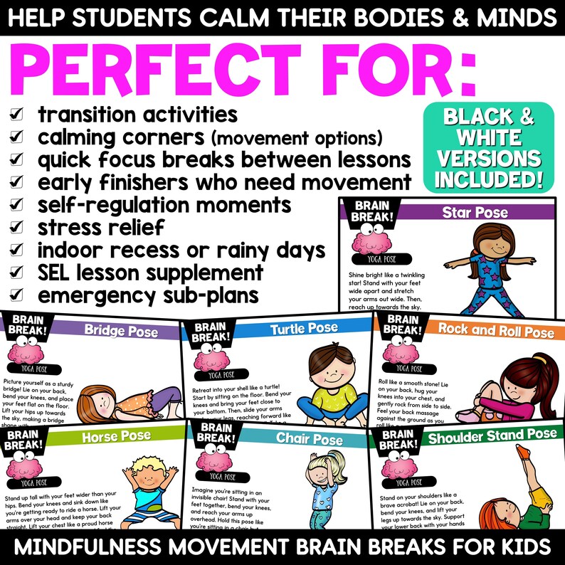 Mindfulness Activities for Kids | Kids Yoga Pose Cards | Brain Breaks ...