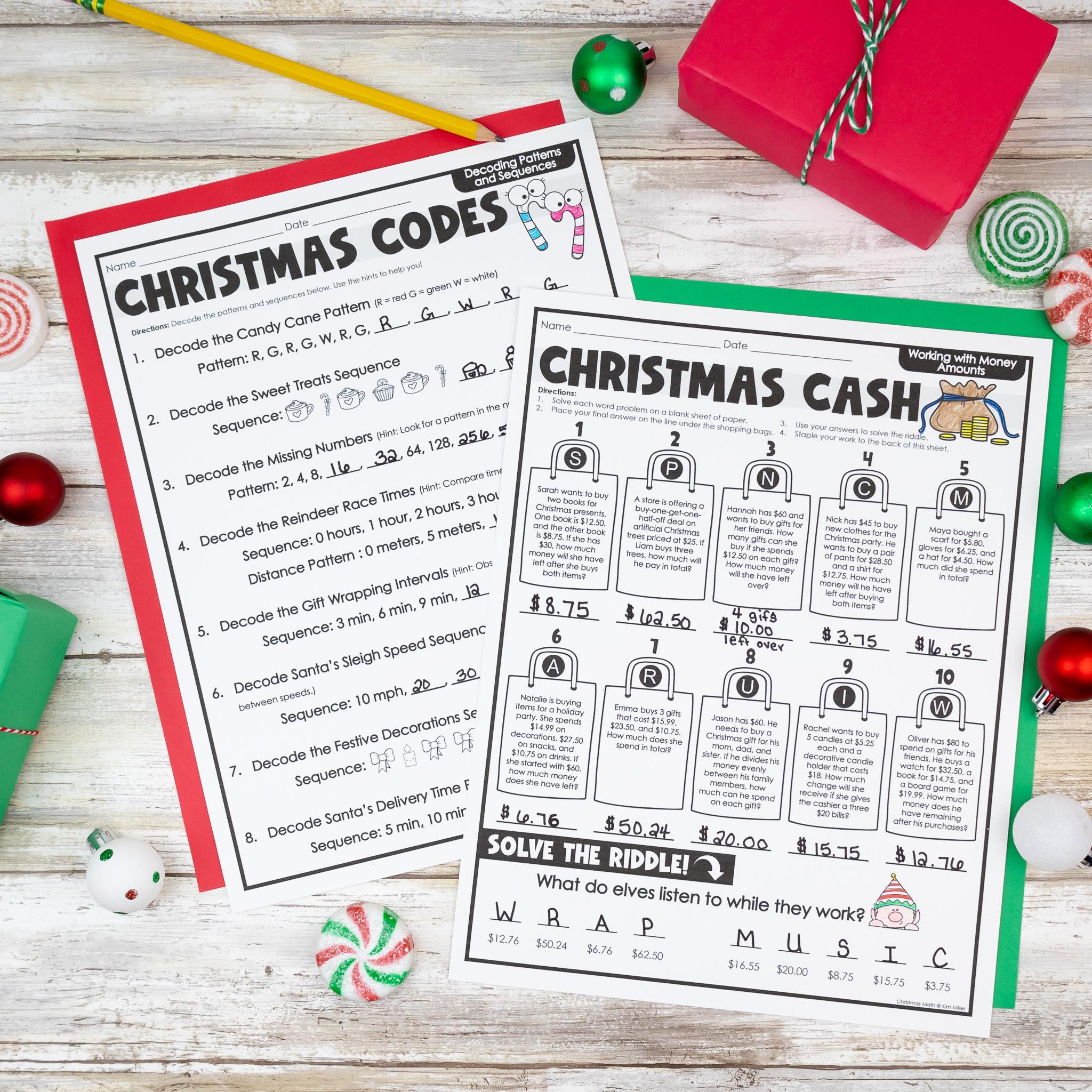 Christmas Math Activities Worksheets Printables, No Prep Activities ...
