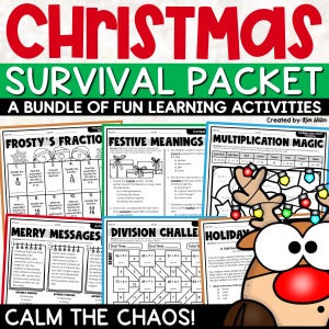Christmas Fun Activities Packet Math Reading Writing No Prep Worksheets ...