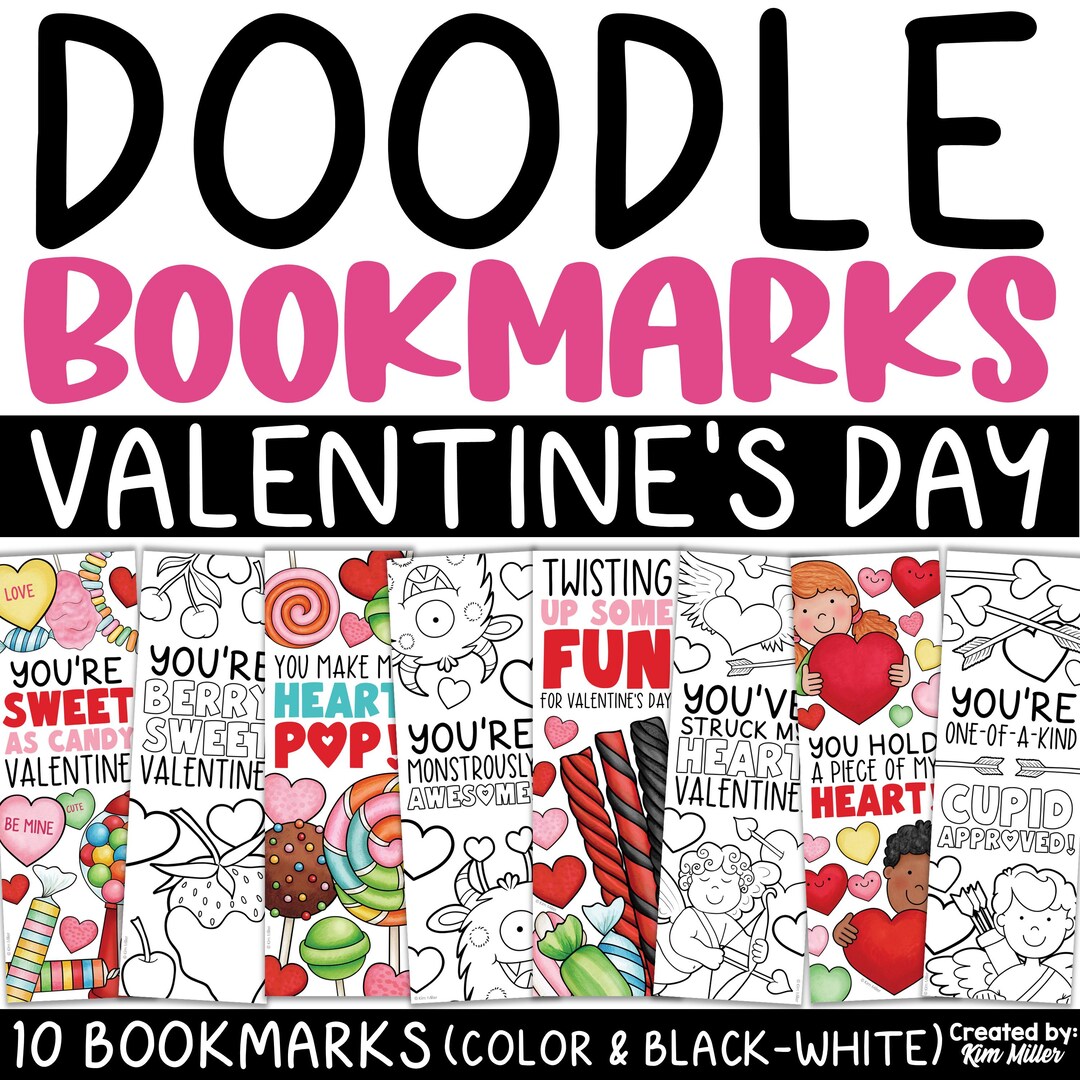 Valentine's Day Bookmarks for Kids to Color, Valentines From Teacher to ...