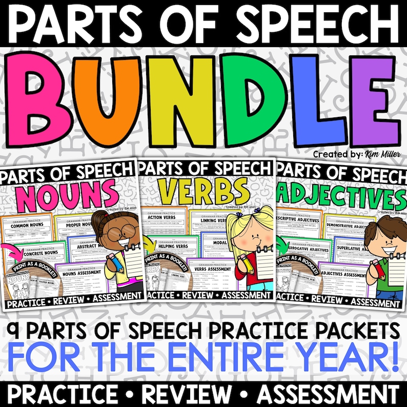 Parts of Speech Printable Worksheets, English Grammar Printable ...