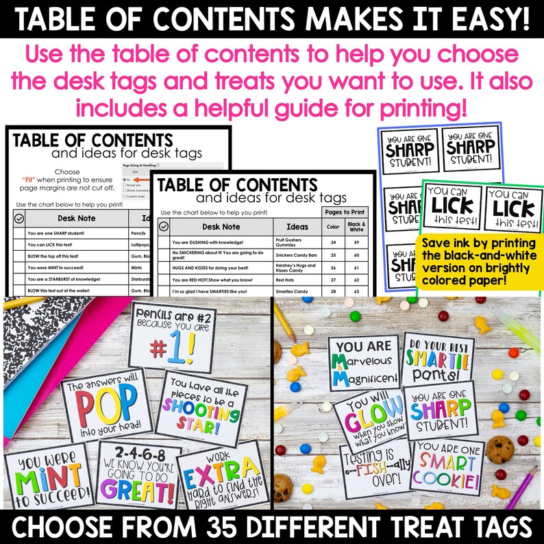 Testing Treat Tags for Teachers Motivational Candy Tags and ...