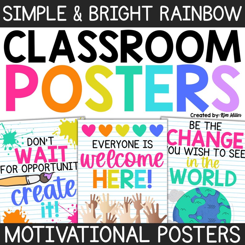 Motivational Posters for Classroom | Bright Decor Rainbow Classroom ...