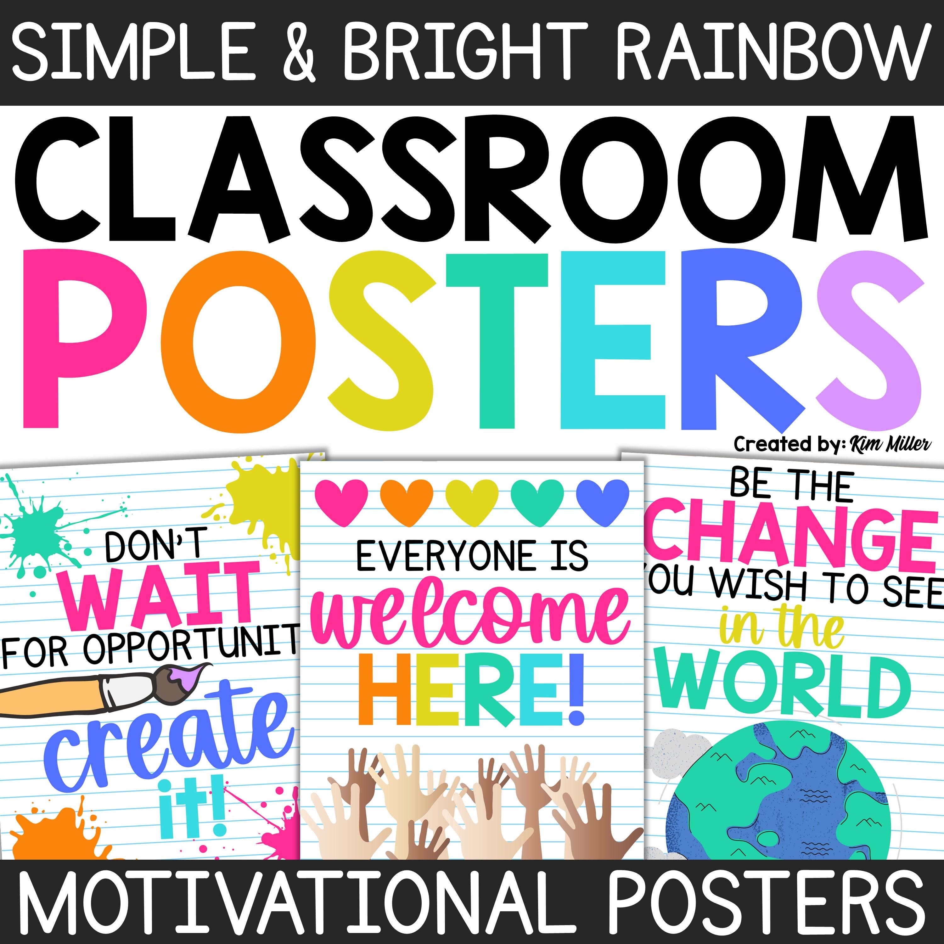 Motivational Posters for Classroom | Bright Decor Rainbow Classroom ...