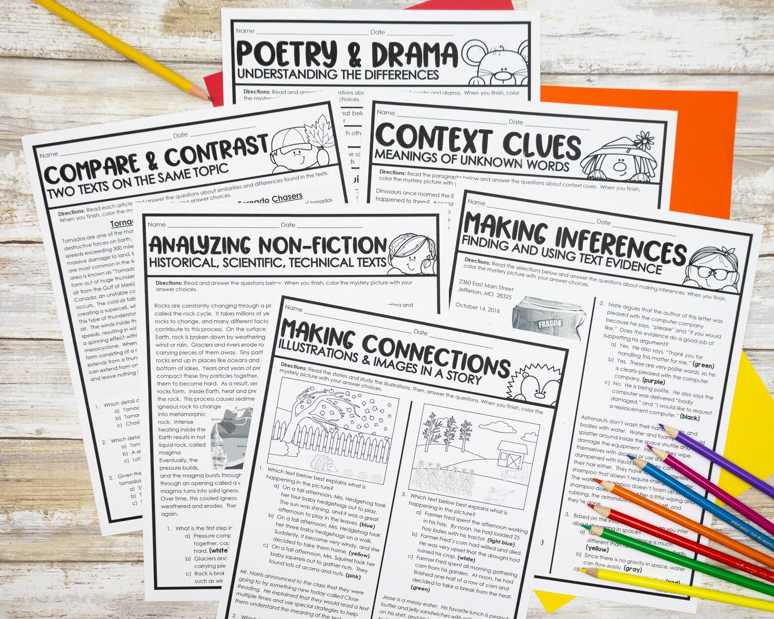 Fall Autumn Reading Comprehension Passages Worksheets Printables 4th ...