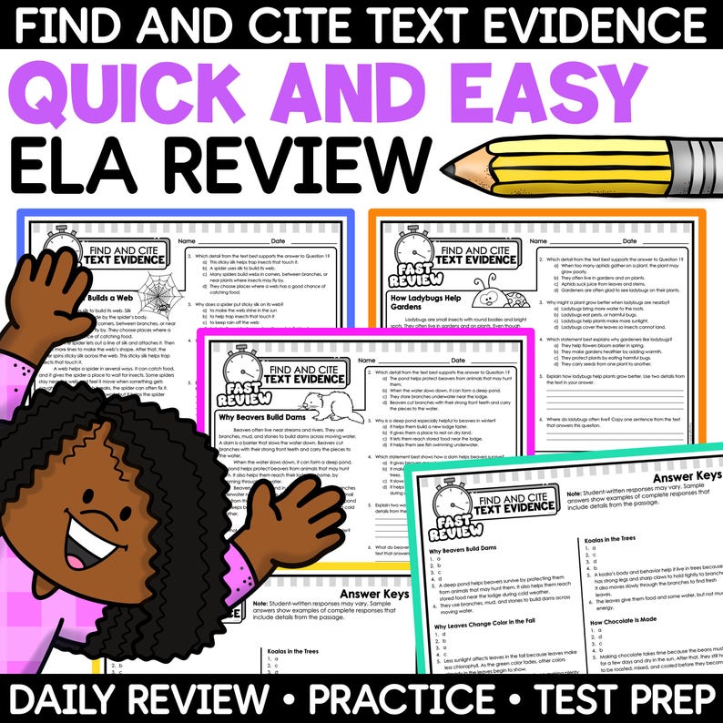 Text Evidence Passages for 3rd 4th 5th Grade | Reading ELA Test Prep ...