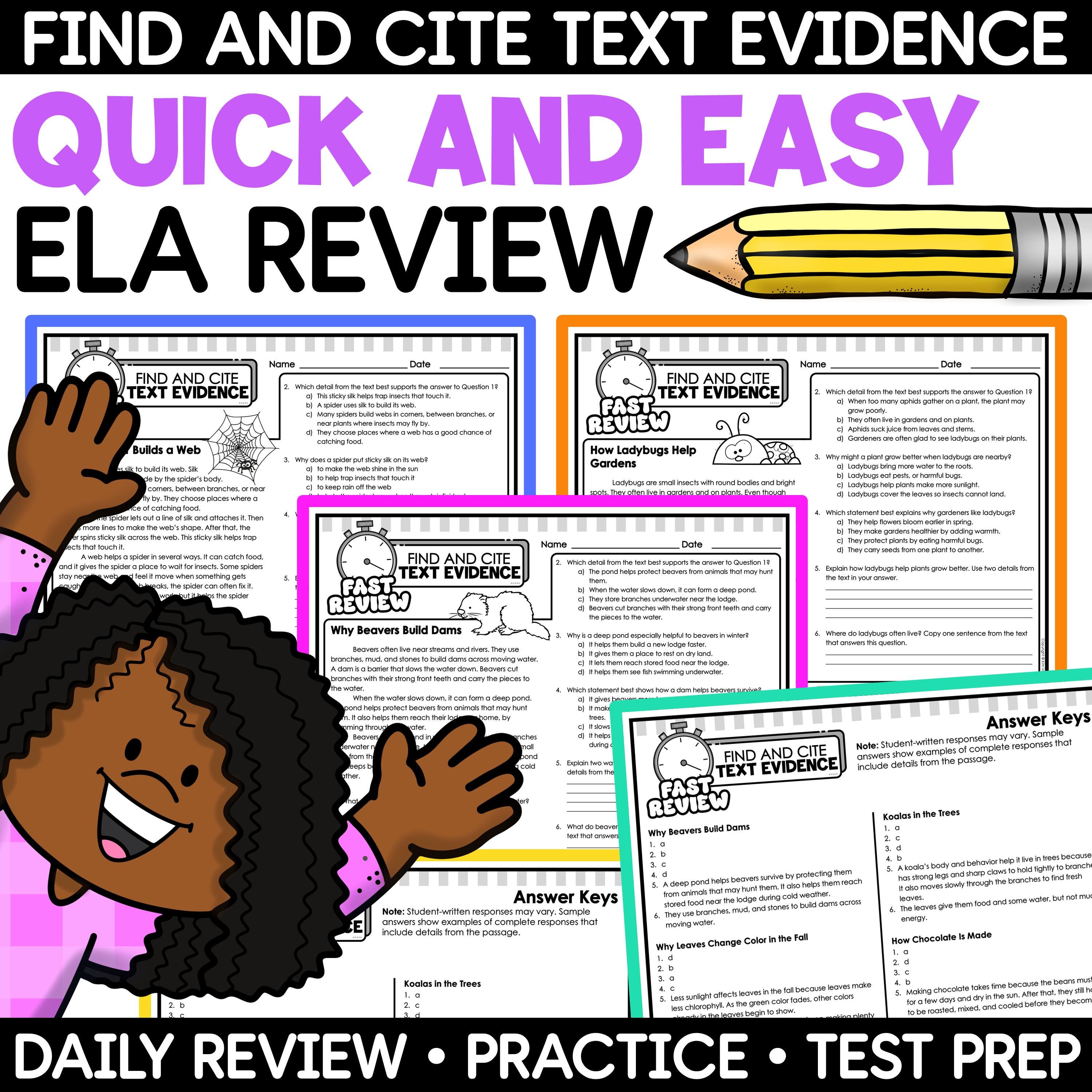 Text Evidence Passages for 3rd 4th 5th Grade | Reading ELA Test Prep ...