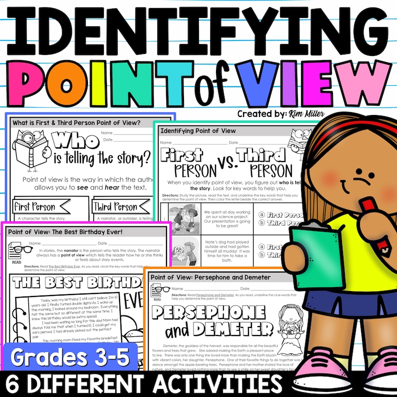 Point of View Worksheets Anchor Chart First Third Person Reading ...