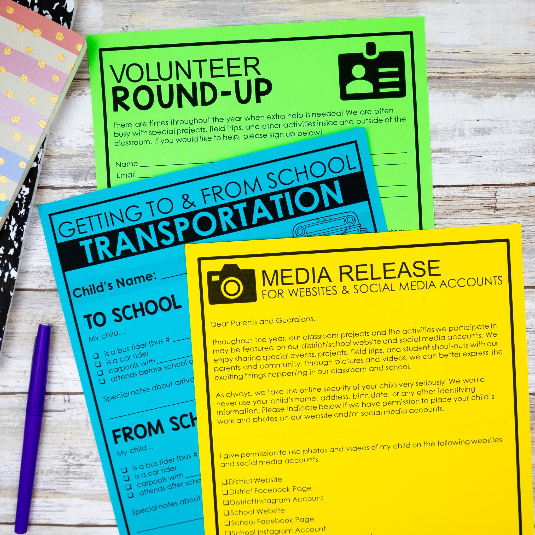 Welcome Back to School Letters and Forms Meet the Teacher Template ...