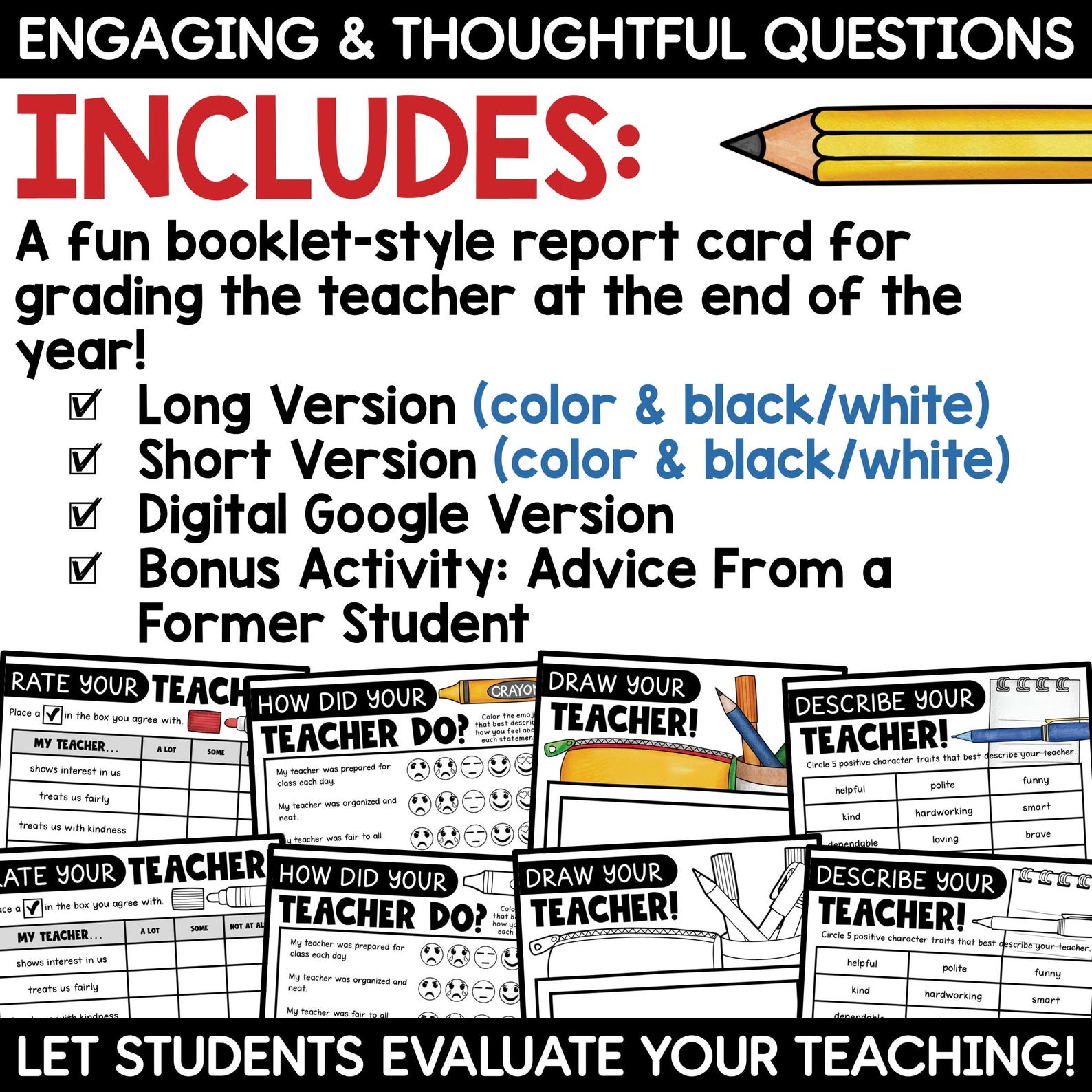 Fun End of Year Activities | Grade the Teacher Report Card | Last Week ...