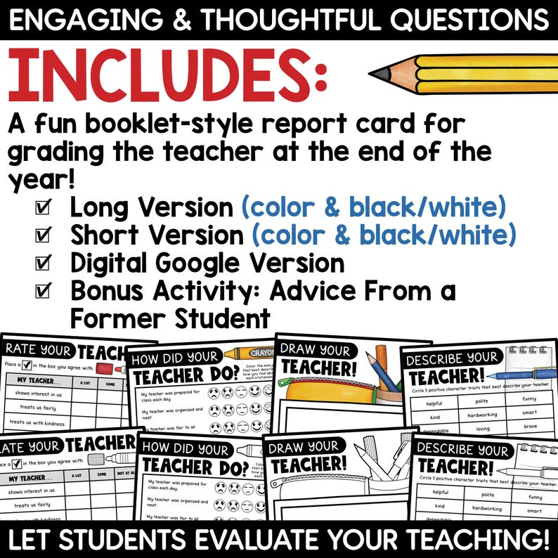 Fun End of Year Activities | Grade the Teacher Report Card | Last Week ...