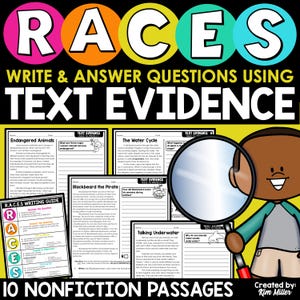 RACES Writing Strategy Anchor Chart Text Evidence Worksheets Reading ...